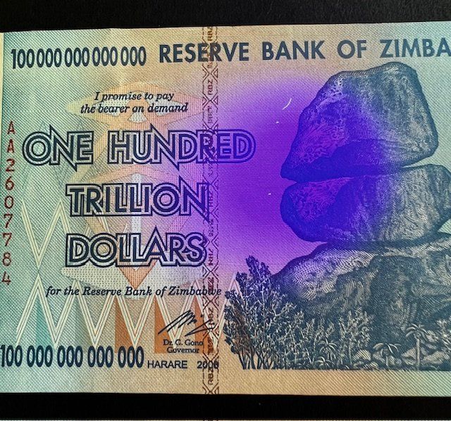 Rare Zimbabwe 100 trillion Dollar Banknote (2008) (Neu (gemäss ...