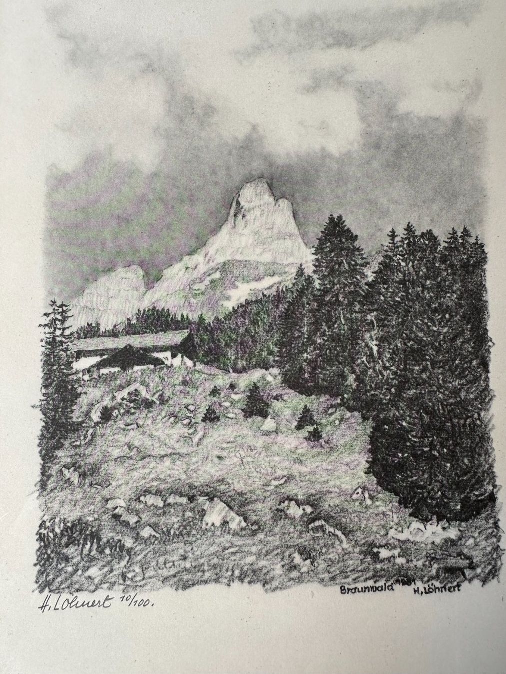 Braunwald Kanton Glarus / Lithografie von Hans Löhnert (Gebraucht) in Zürich für CHF 38.5 – mit ...