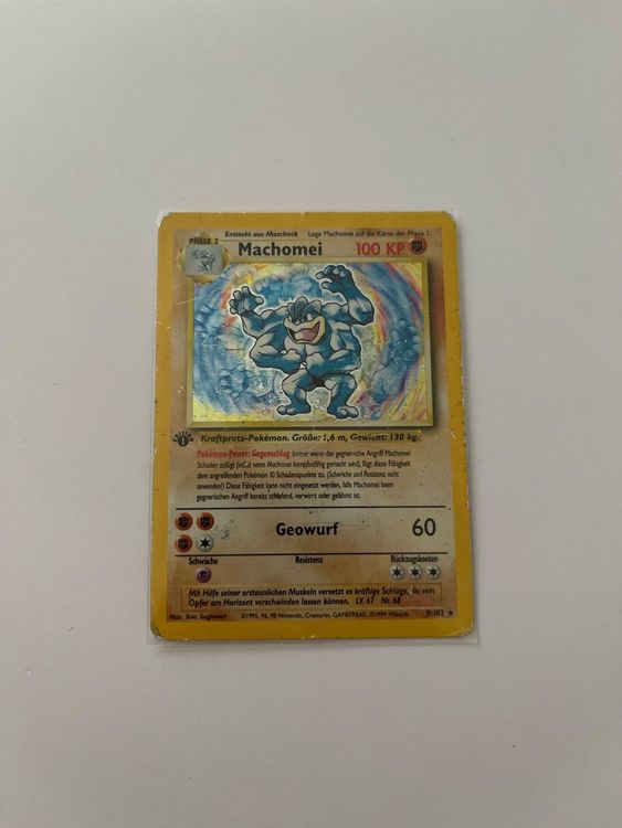 Machomei HOLO 1. Edition Base Set Pokémon Karte 100KP (Gebraucht) in Gränichen für CHF 10.1 ...