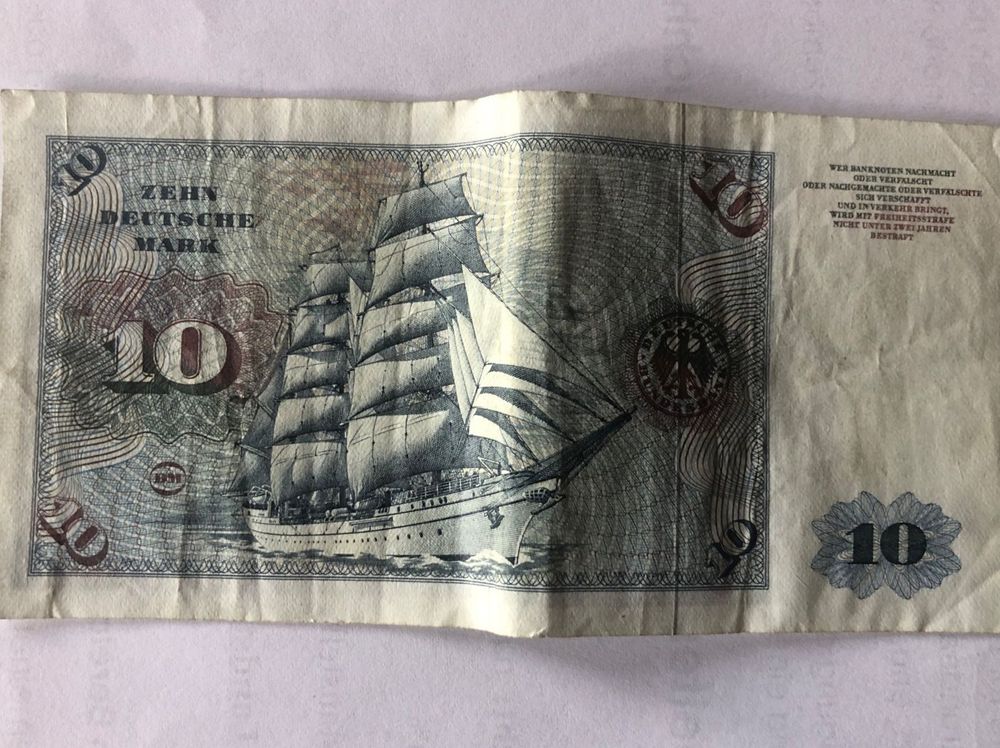 10 DM Schein Gorch Fock 1977 D-Mark BRD Banknote (Gebraucht) in ...