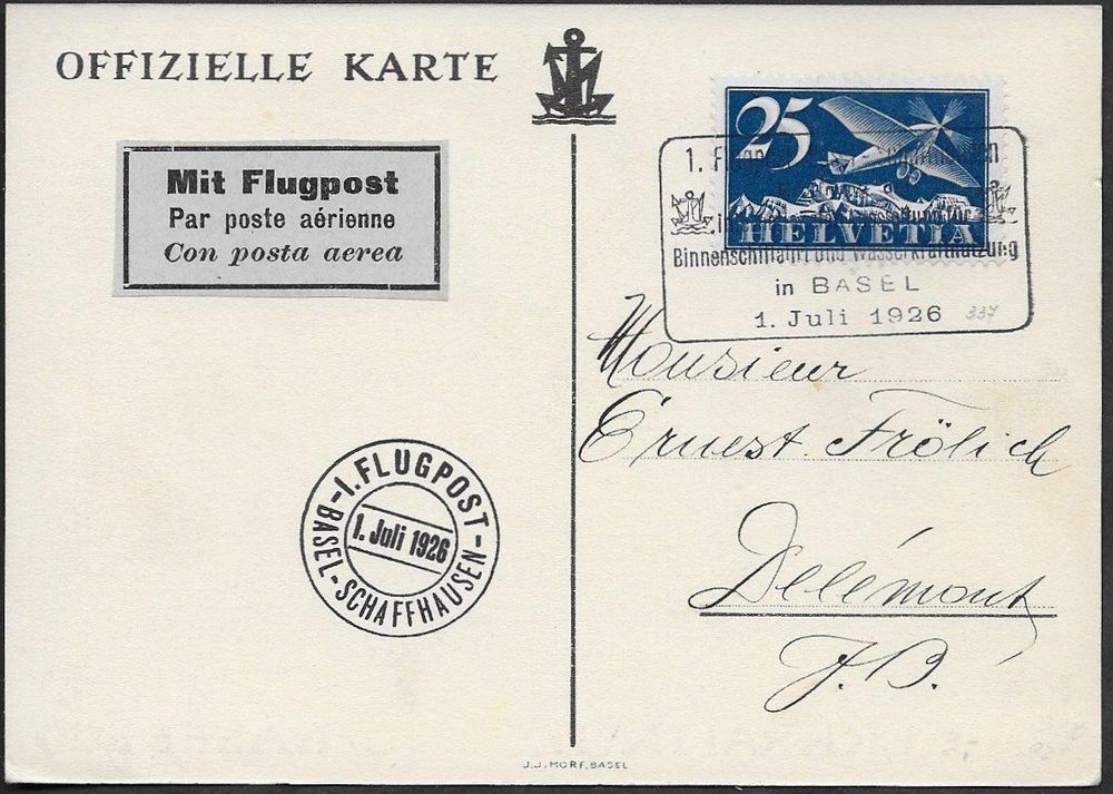 1926 Flugpost Karte BASEL F5 o saubere Ausführung top ab 1.- | Kaufen auf Ricardo