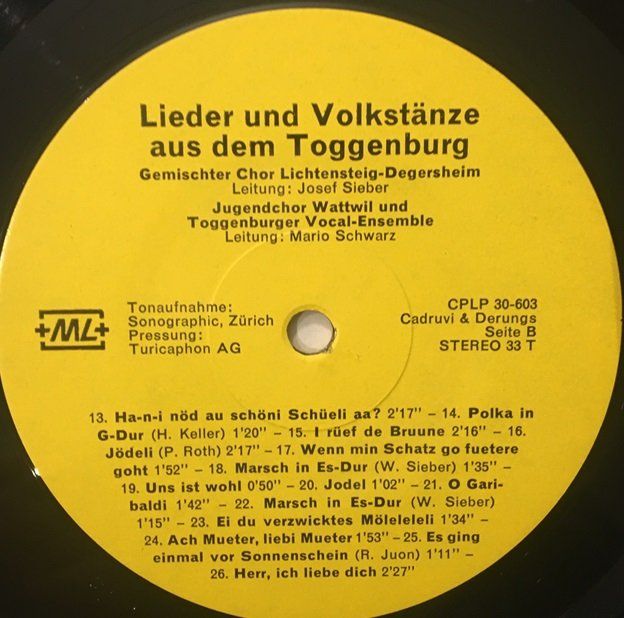 Lieder und Volkstänze aus dem Toggenburg (LP) (Gebraucht) in Grüningen ...