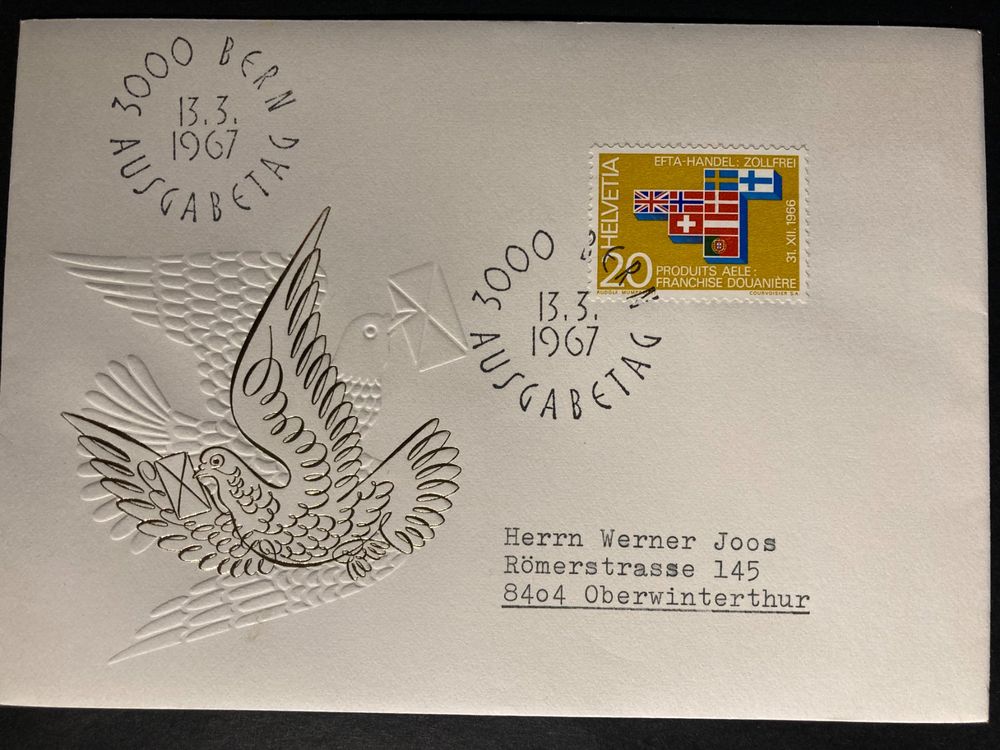 Schweiz 1967 Ersttagsbrief EFTA 20 Rp Cachet (Gebraucht) in Liestal für CHF 2 – mit Lieferung ...