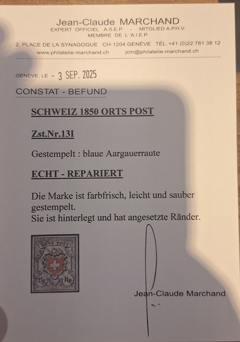 Orts- Post 13I repariert mit Attest Kat. 2300.- (Gebraucht) in Balgach ...