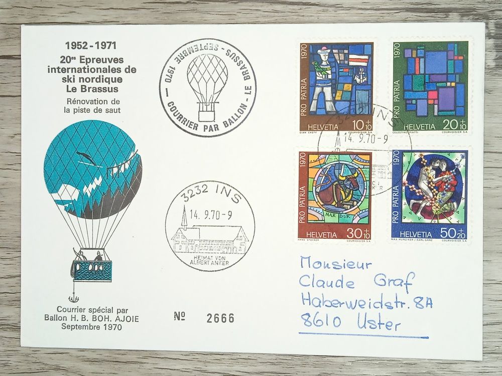 TR17 Enveloppe + Timbre Suisse 1970 (Gebraucht) in Cousset für CHF 0.85 – mit Lieferung auf ...
