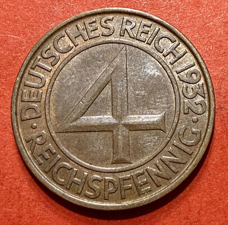 Deutsches Reich 4 Reichspfennig 1932 A Münze in Vz (Gebraucht) in ...