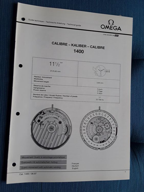 Omega Cal. 1400 Technische Anleitung | Kaufen auf Ricardo