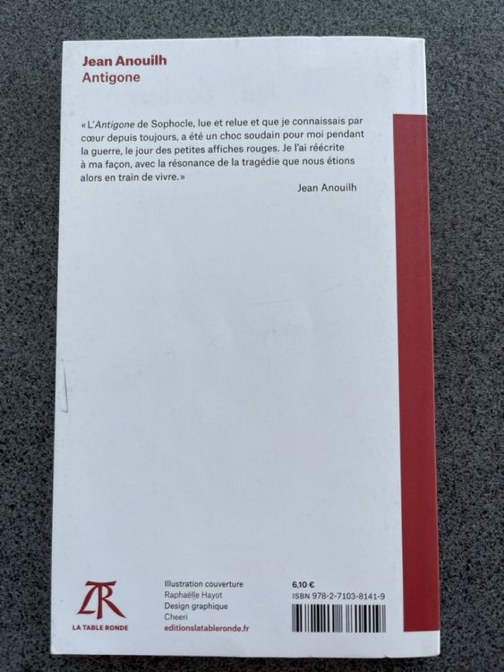 Livre Antigone de Jean Anouilh | Kaufen auf Ricardo