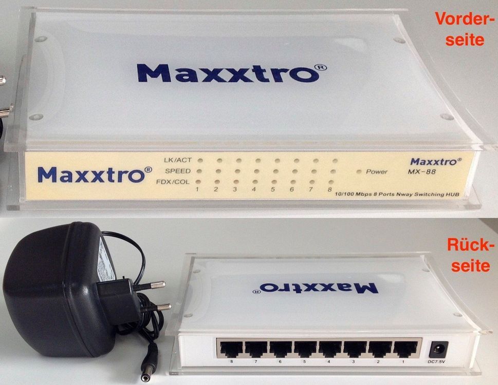 Maxxtro MX-88 Crystal 10/100Mbps Ethernet Switch 8Port (Gebraucht) in ...