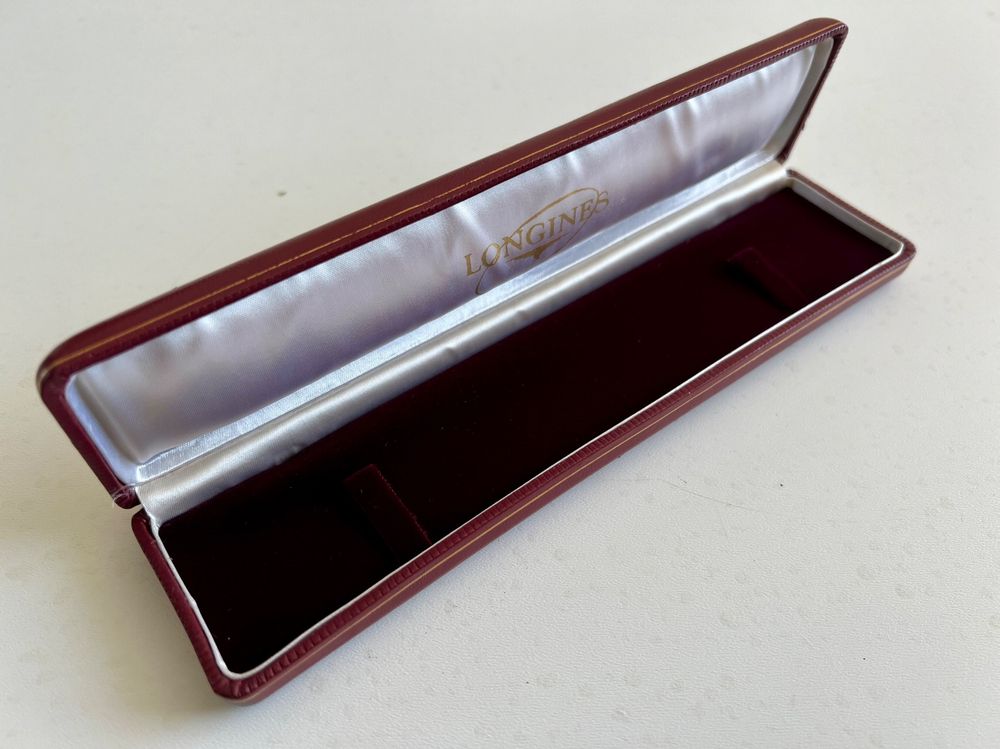 LONGINES vintage long burgundy simili leather watch box (Gebraucht) in ...