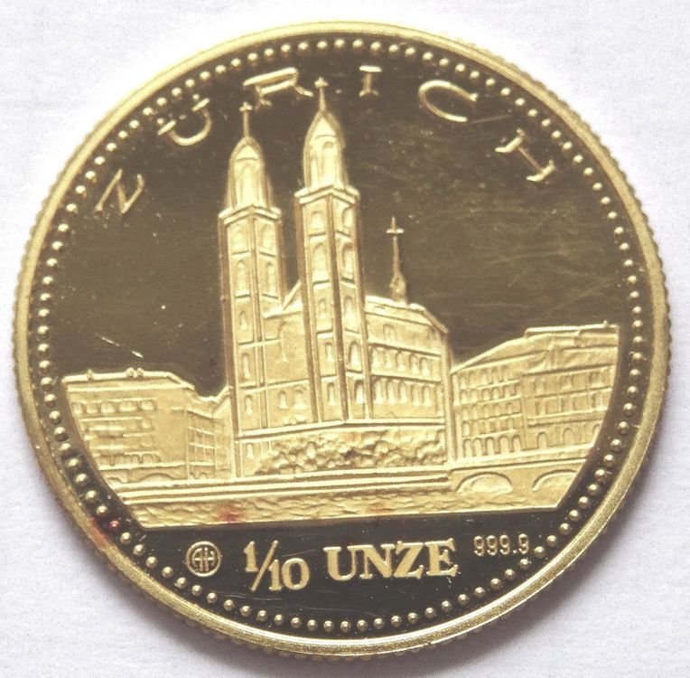 Gold-Münze, Zürich, Gold/999,9 / 3,1 Gramm (Neu (gemäss Beschreibung ...