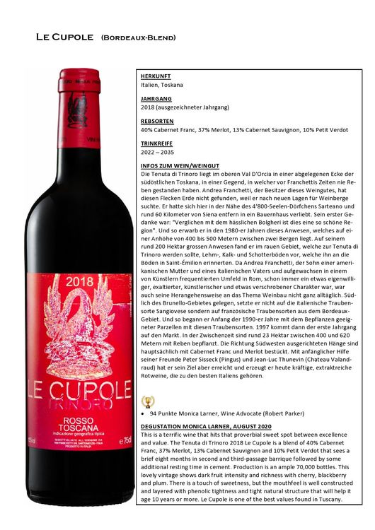 Le Cupole 2018 von Tenuta di Trinoro | Kaufen auf Ricardo