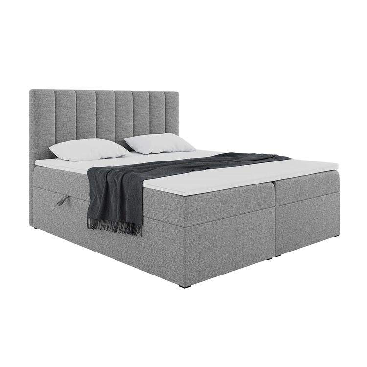Boxspringbett 140x200 Grau Mit Bettkasten