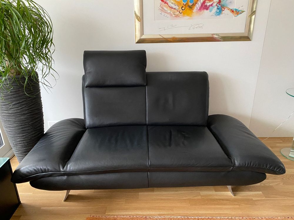 2-Plätzer Sofa Koinor schwarzes Leder | Kaufen auf Ricardo