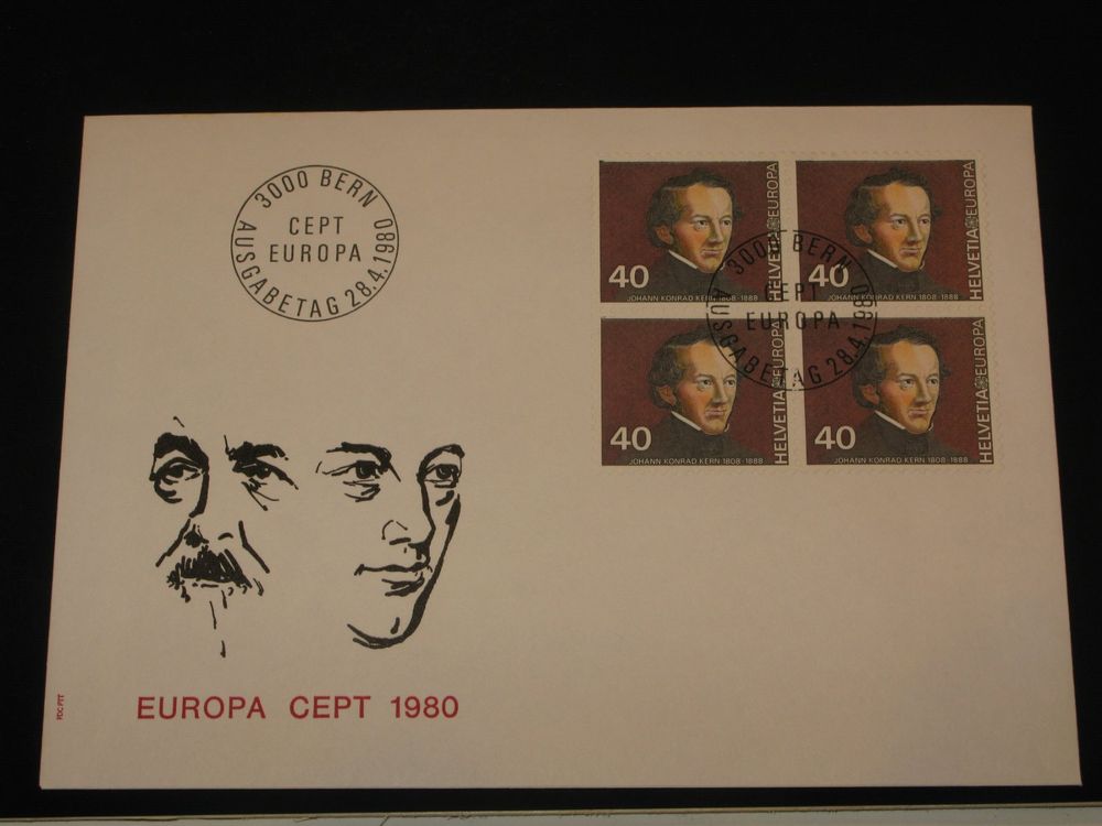 Werbemarken Europa FDC 1980 Nr. 640 4-Block "Johann Konrad (Gebraucht) in Riken AG für CHF 0.8 ...
