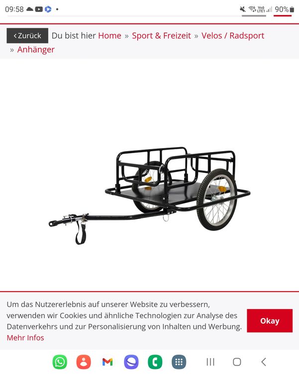 veloanhänger (Neu (gemäss Beschreibung)) in Wil SG für CHF 60 – nur Abholung auf Ricardo kaufen