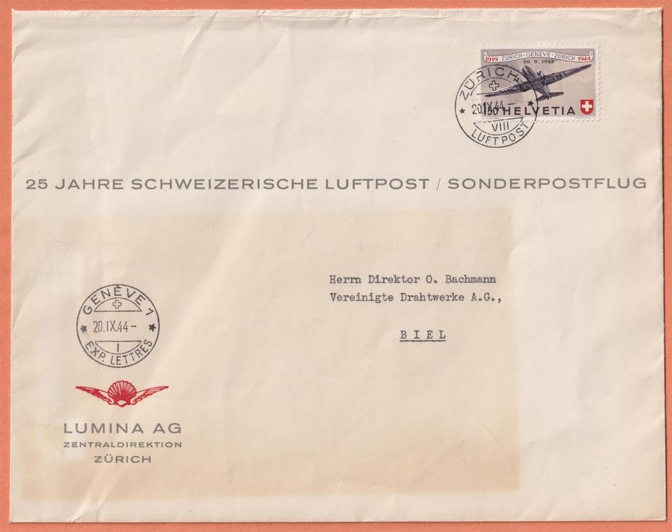 20.IX.44 Flugpost F40 Sonderpostflug (Antik) in Sarmenstorf für CHF 7.5 – mit Lieferung auf ...