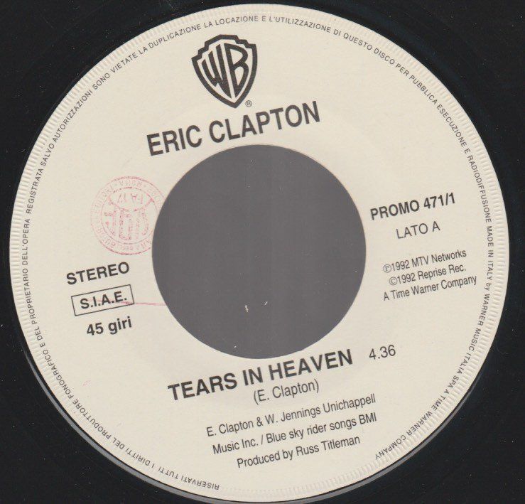 7 " juke box promo CLAPTON ERIC / CHRIS ISAAK TEARS IN HEAVE (Gebraucht ...