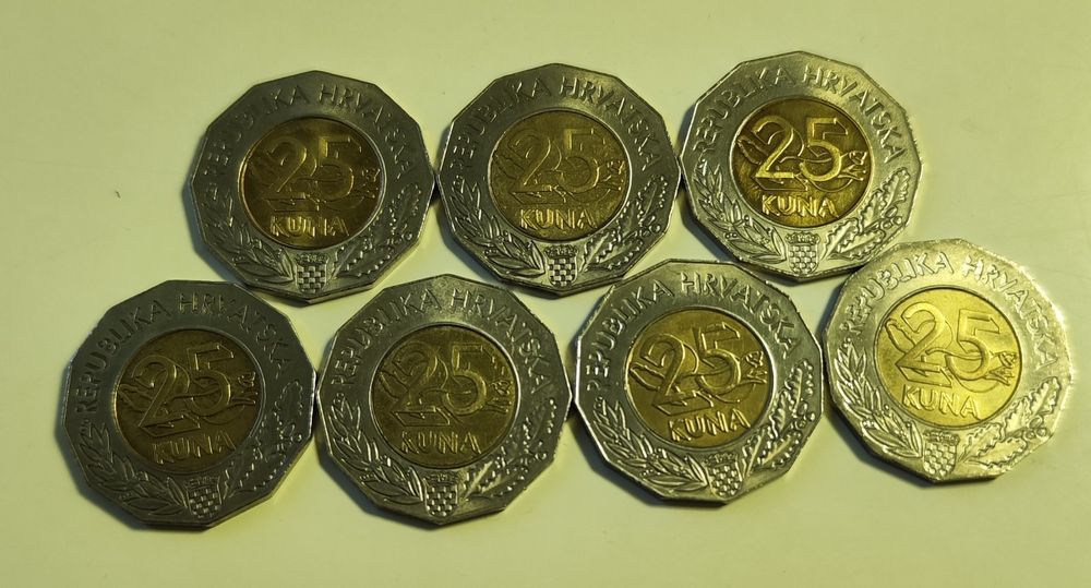25 Kuna 7 Stück Kroatien diverse Jahrgänge Lot | Acheter sur Ricardo
