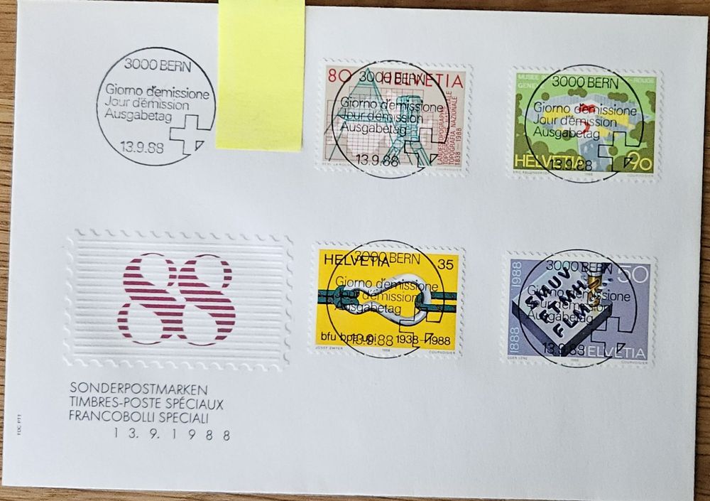 SM 1988 FDC ohne TAB mit ET VOLL RAR!! zum Postpreis ! | Kaufen auf Ricardo