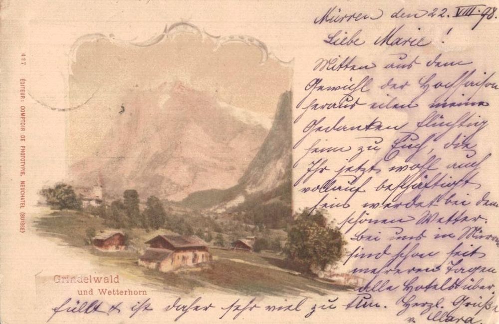 Alte Ansichtskarte Wetterhorn Grindelwald 1898 Briefmarke (Gebraucht ...