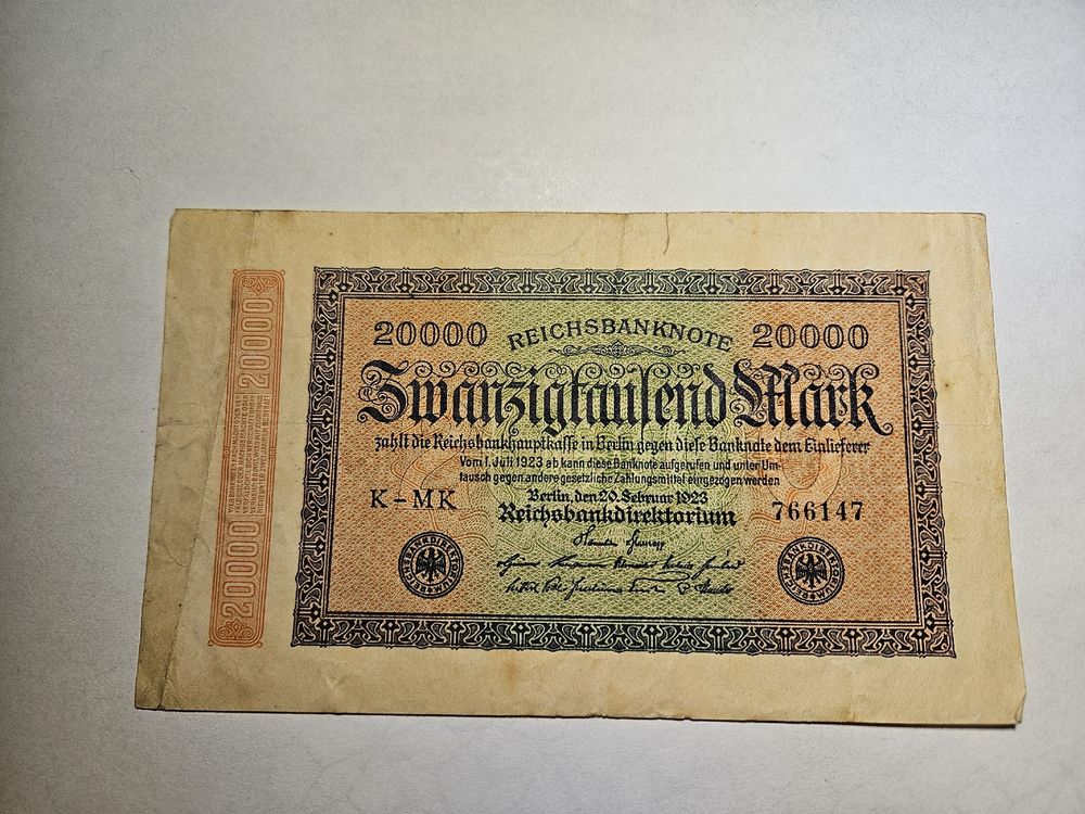 Seltene 20000 Mark Reichsbanknote von 1923 - (Gebraucht) in Wil ZH für ...