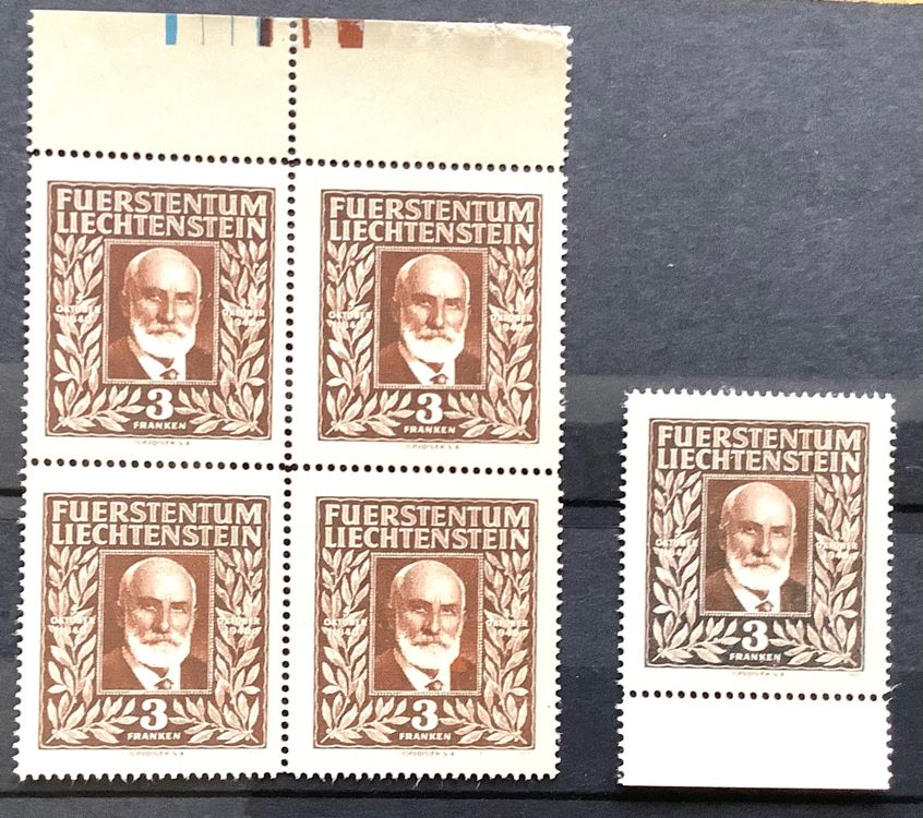 1940 Liechtenstein Fürst Johann II Viererblock + Einzel ** (Neu (gemäss Beschreibung)) in ...