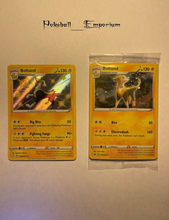 Shiny Boltund SV040/SV122 und Holo Boltund 076/202 EN (Neu und ...