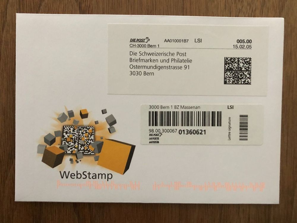 WEBSTAMP, 1 Brief LSI, Frankatur CHF 5 | Kaufen auf Ricardo