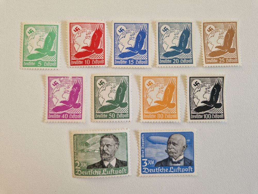 Deutsches Reich Briefmarken POSTFRISCH Luftpost Mi 529 - 539 (Neu ...