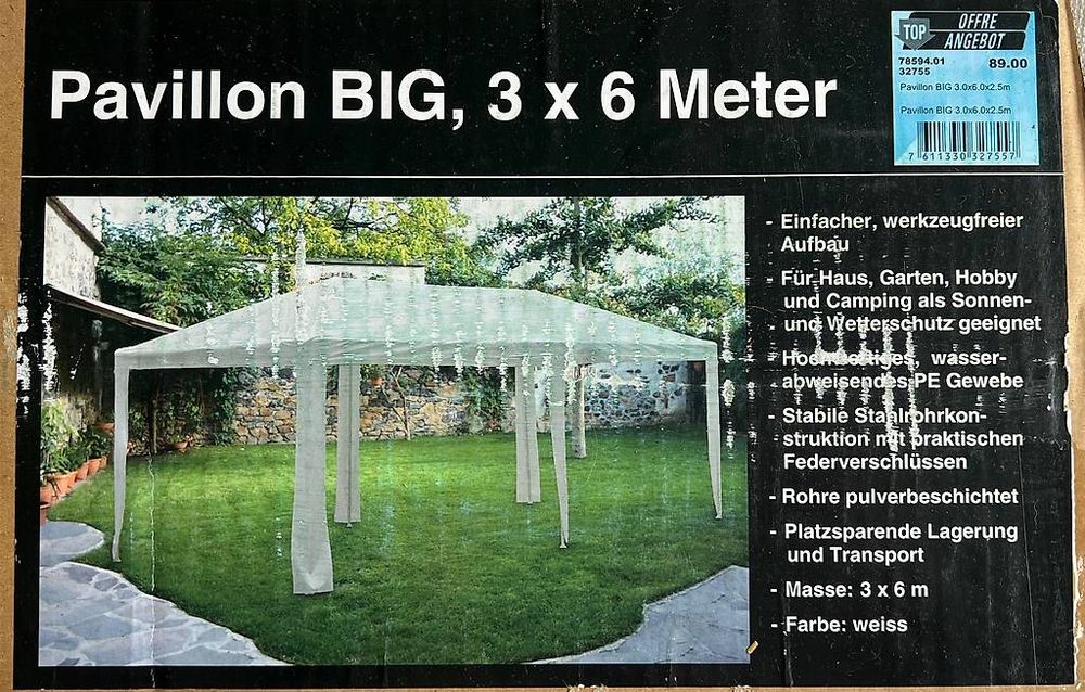 Pavillon BIG 3x6 m NEU & originalverpackt (Neu (gemäss Beschreibung ...