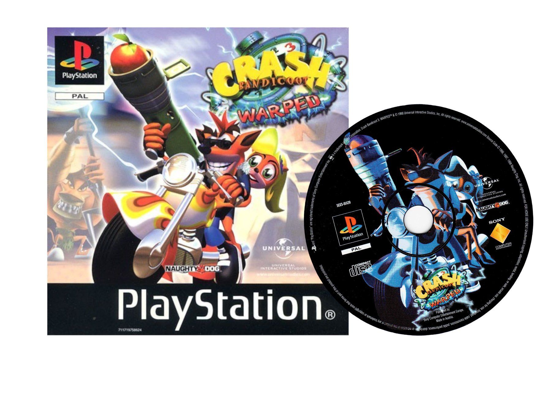 CRASH BANDICOOT 3 WARPED NAUGHTY DOG PS1 Game Playstation 🎮 (Gebraucht ...