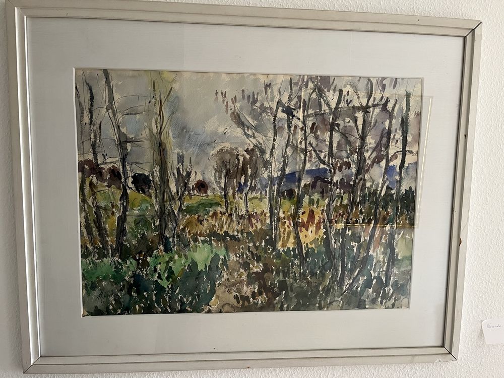 Hugo Lüdin Aquarell "Herbstwald" 1967, gerahmt (Gebraucht) in Gross für CHF 20 – nur Abholung ...