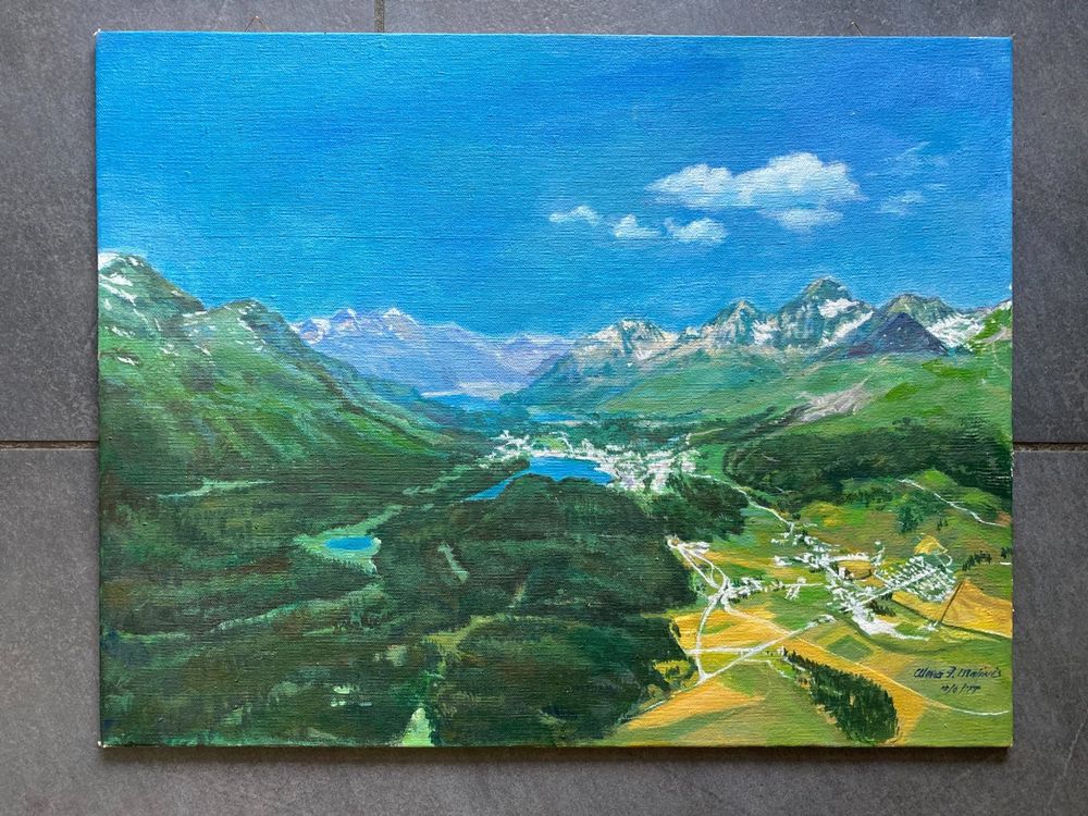 Gemälde Landschaft auf Hartplatte gemalt signiert | Kaufen auf Ricardo