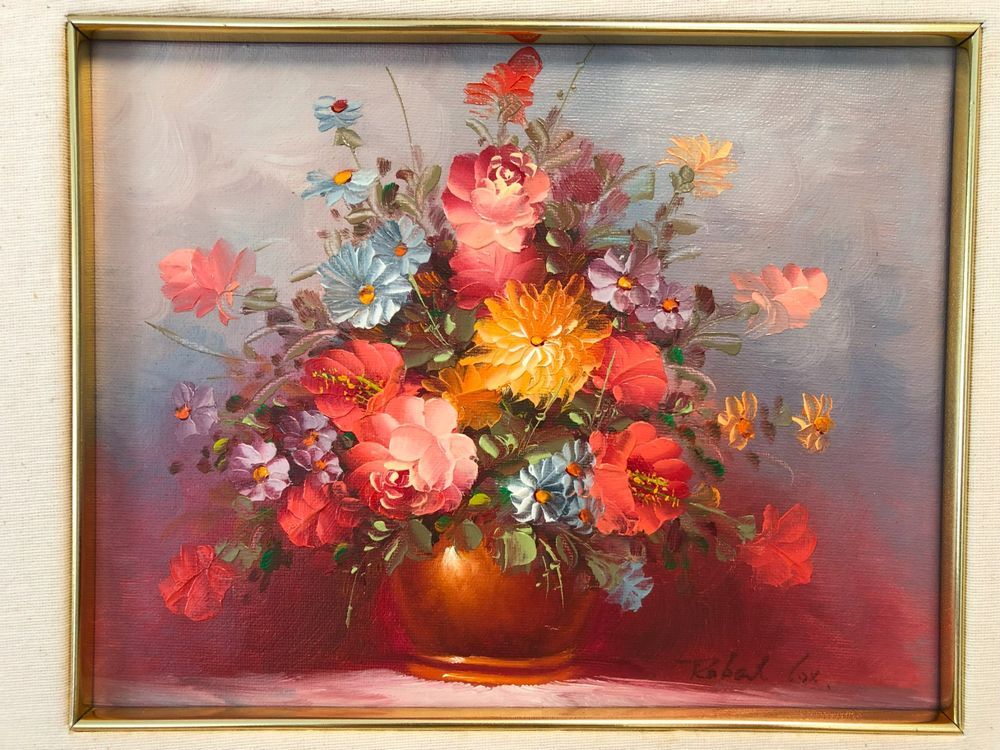Robert Cox, Bunte Blumen Gemälde, 43 cm breit x 38 cm hoch (Gebraucht ...