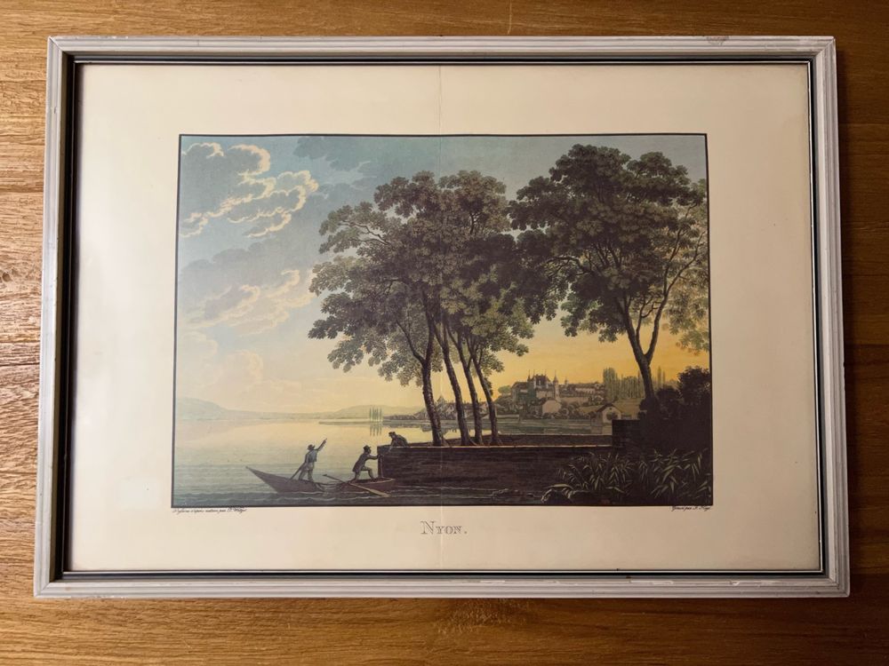 Gravure ancienne NYON (bord du lac avec vue sur Château) | Kaufen auf Ricardo