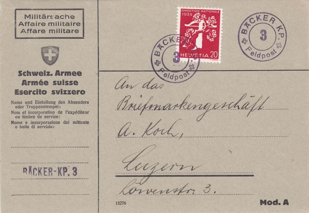 Feldpost mit ...... Bäcker (Gebraucht) in Bazenheid für CHF 2.5 – mit Lieferung auf Ricardo kaufen