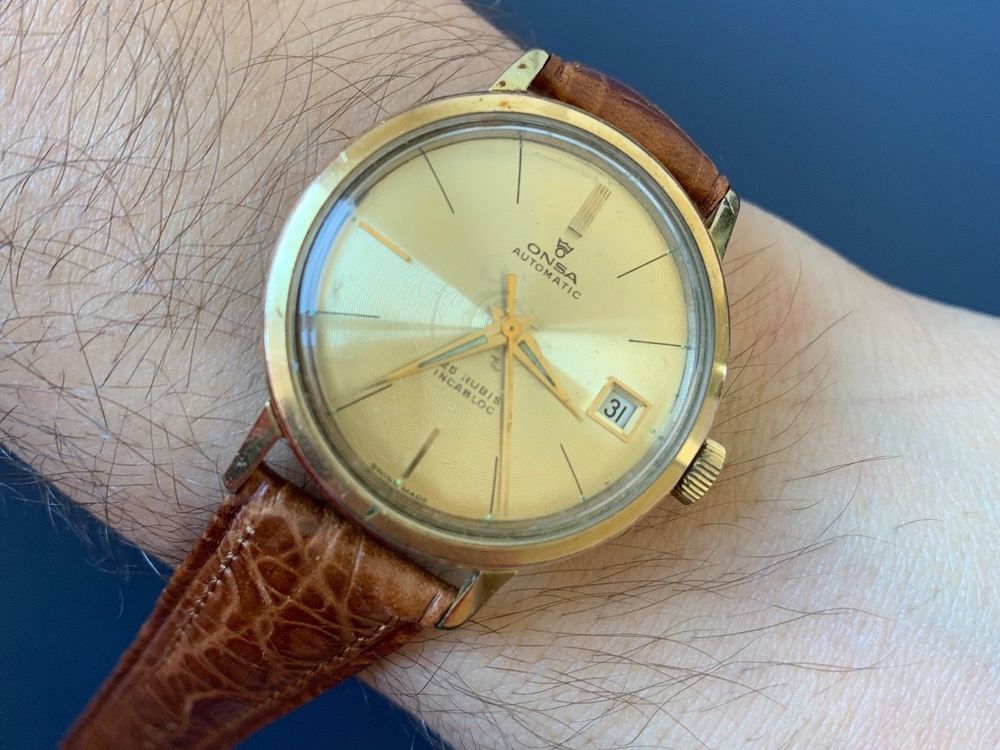 Vintage Onsa Automatik 25 Rubis Inabloc 34mm läuft (Gebraucht) in ...