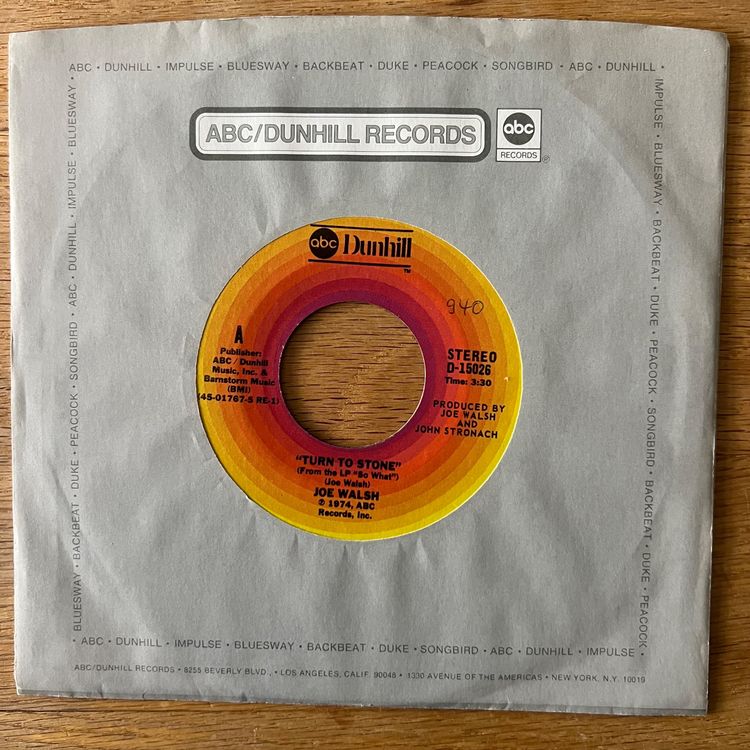 Joe Walsh - Turn To Stone / 1. US-Press. 1974 - Very nice (Gebraucht ...