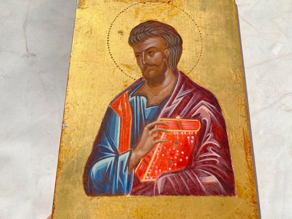 Ikone Heiligen Lukas Evangelisten 30x19cm reines Blattgold (Gebraucht ...