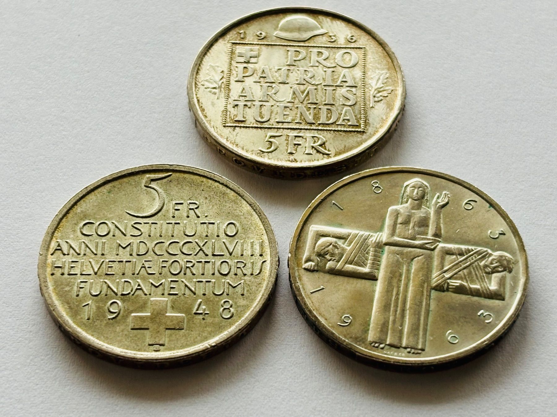 3x Silber 45 Gramm 5.- Gedenkmünzen vorzüglich Schweiz +++ (Neu (gemäss ...