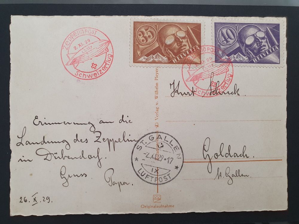 Postkarte Zeppelinpost Schweizerflug 1929 (Gebraucht) in Allschwil für ...