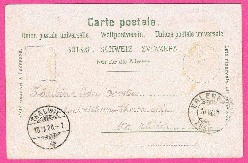 Erlenbach gel 1900 Gruss vom Pflugstein 2-Bild Karte (Gebraucht) in ...