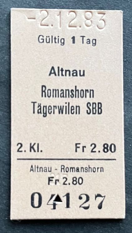 Altnau Romanshorn Tägerwilen SBB/ Billett 1983 | Kaufen auf Ricardo