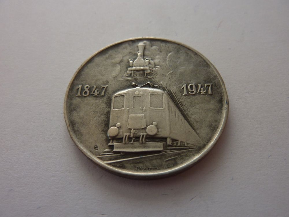 Silbermedaille : 100 Jahre schweizer Eisenbahn 1847-1947 | Kaufen auf Ricardo
