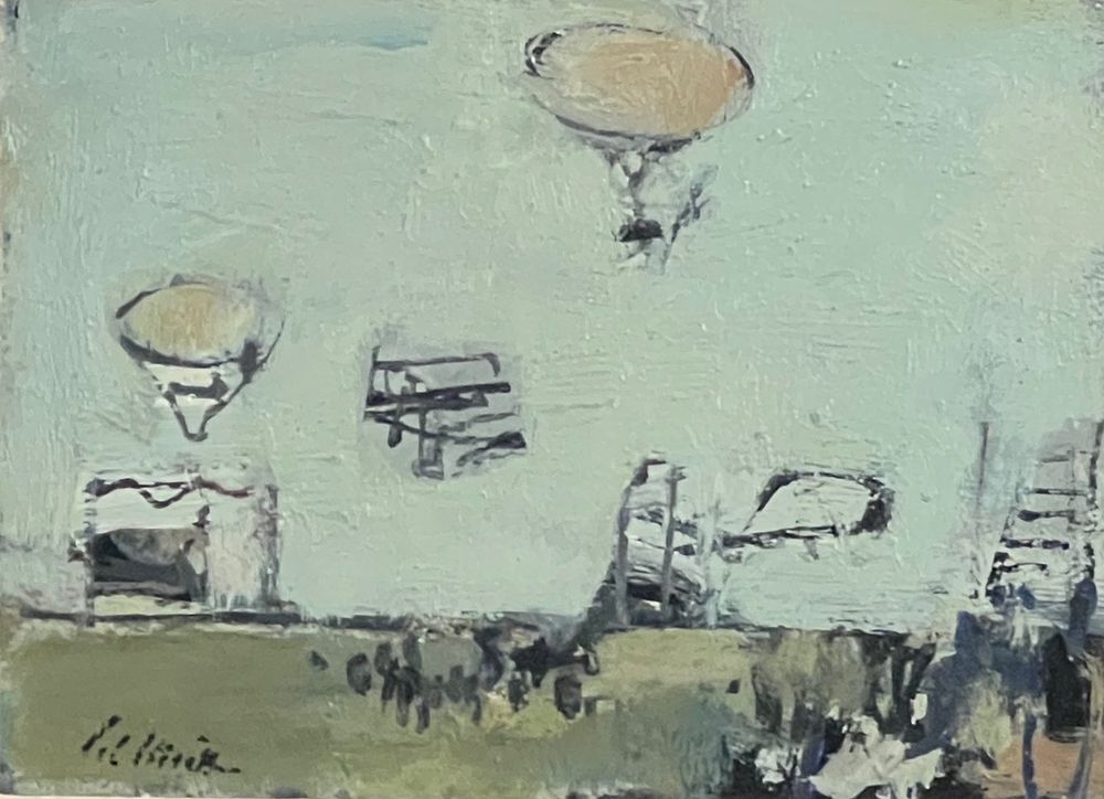 Müller, Walter Emil. Ballone und Flugzeuge. Öl auf Papier (Gebraucht) in Zumikon für CHF 120 ...