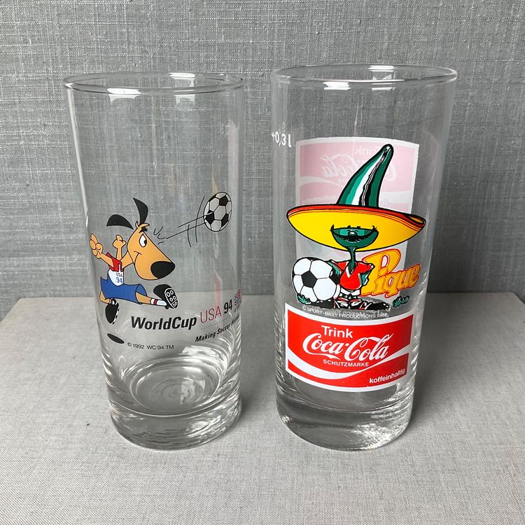 🔴 5x Gläser Fussball WM 1982 / 86 / 94 – Coca Cola 🔴 (Gebraucht) in ...
