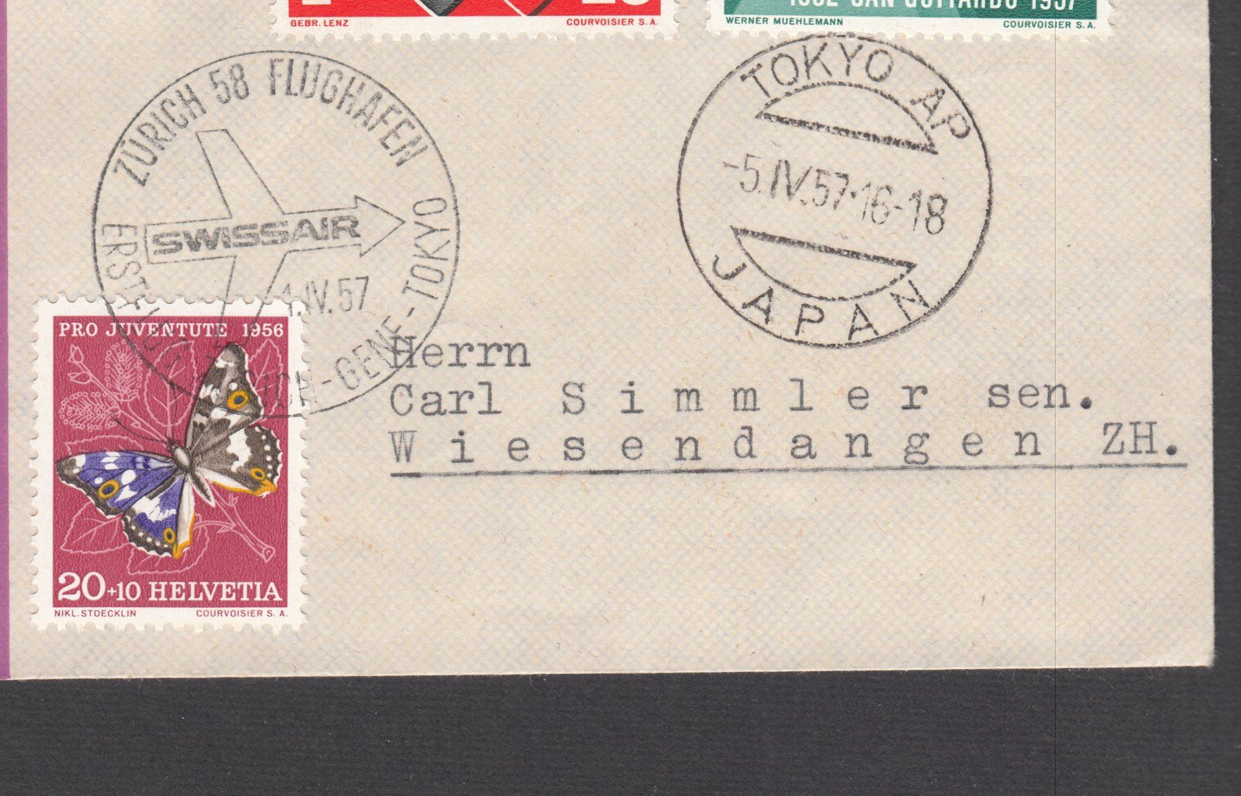 Swissair Erstflug-Brief Zürich-Tokio 1. April 1957 (Gebraucht) in ...