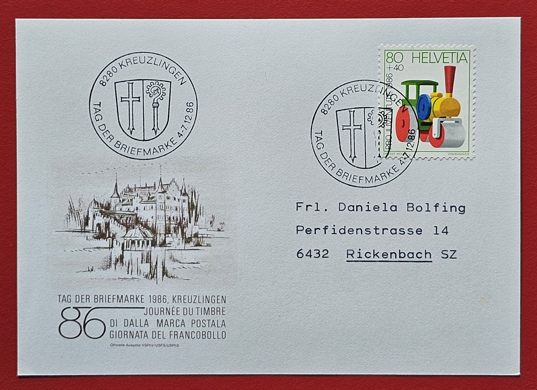 TAG DER BRIEFMARKE KARTE KREUZLINGEN RICKENBACH SCHWYZ 1986 (Neu ...