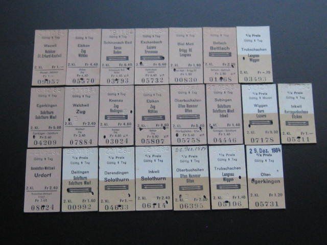 22 billets CFF Edmonson d'imprimerie (Gebraucht) in Vallorbe für CHF 6 ...